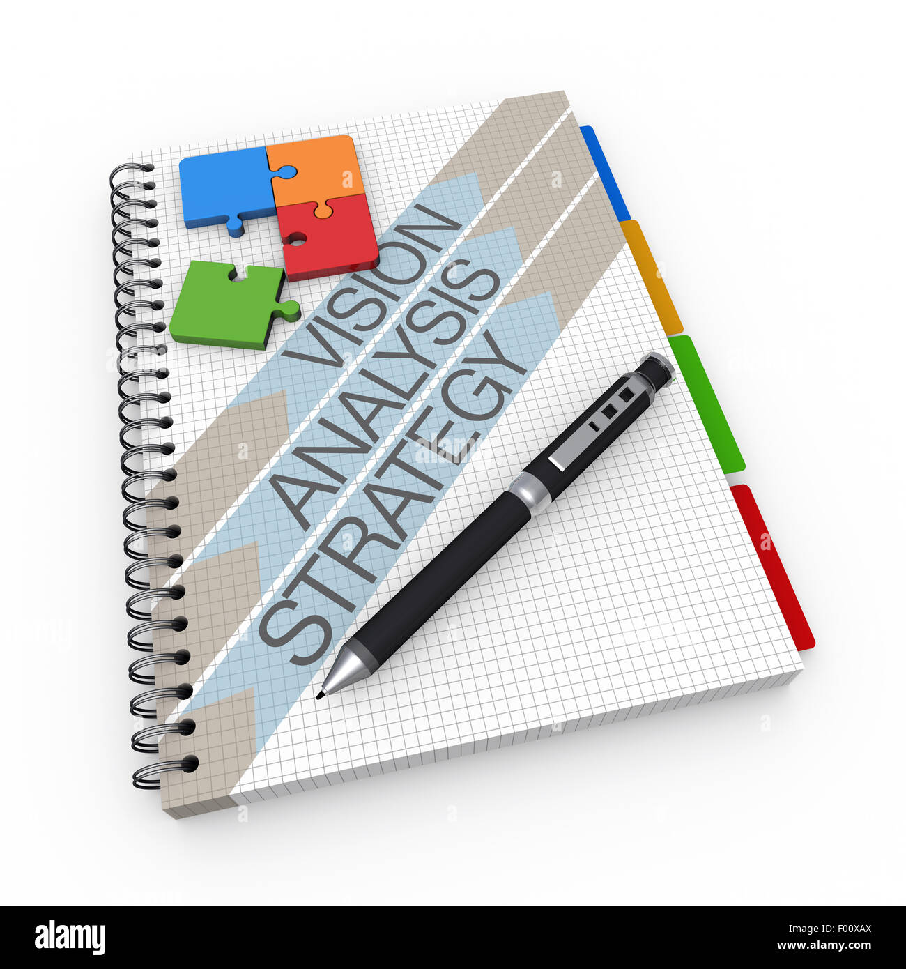 Analyzing concept illustration design over a notebook Stock Photo - Alamy