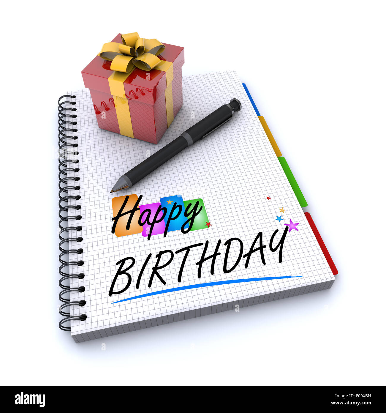 Happy birthday written in a notebook Stock Photo - Alamy