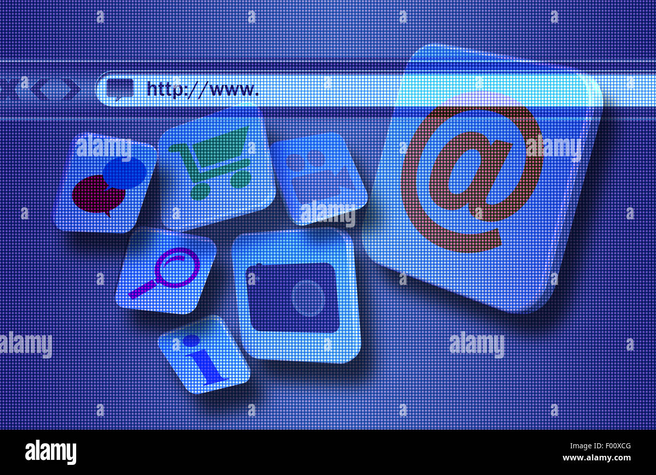Communication icons over blue background Stock Photo - Alamy