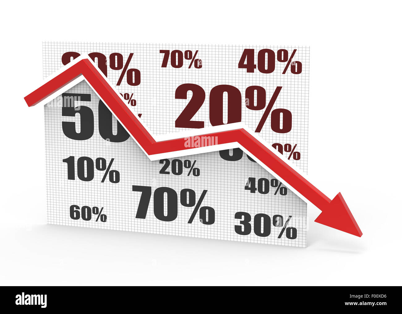 Percentage symbols with an arrow down Stock Photo - Alamy
