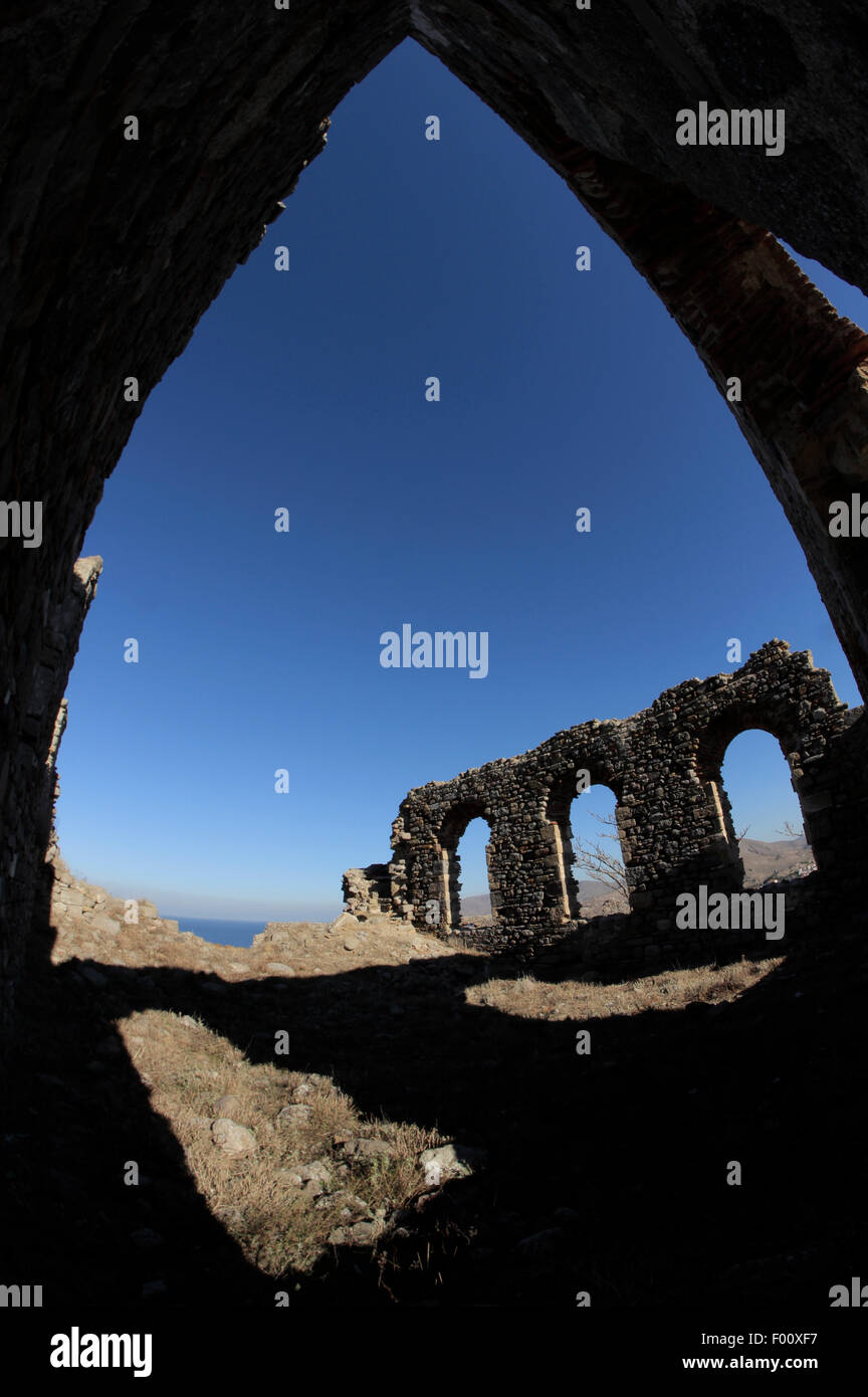 Fisheye view of the Ottoman mosque / minaret interior inside the ...