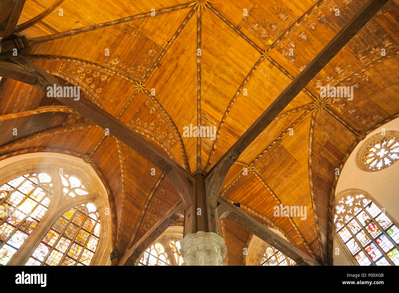 wooden ceiling of the Oude Kerk / Old church in the dutch capital ...