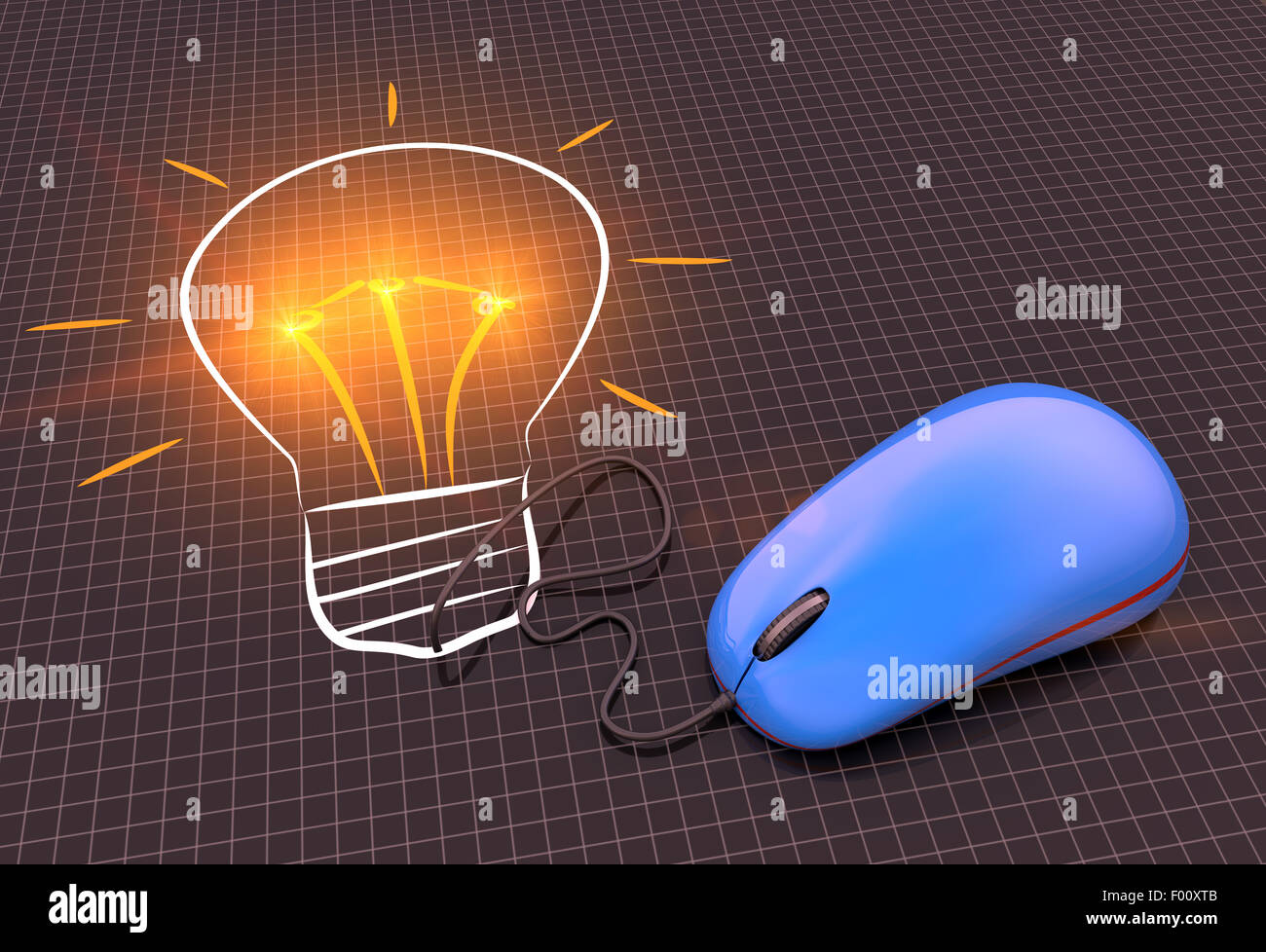 Light bulb with computer mouse idea Stock Photo - Alamy