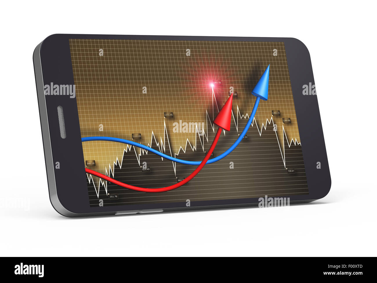 Mobile phone with business growth graph Stock Photo - Alamy