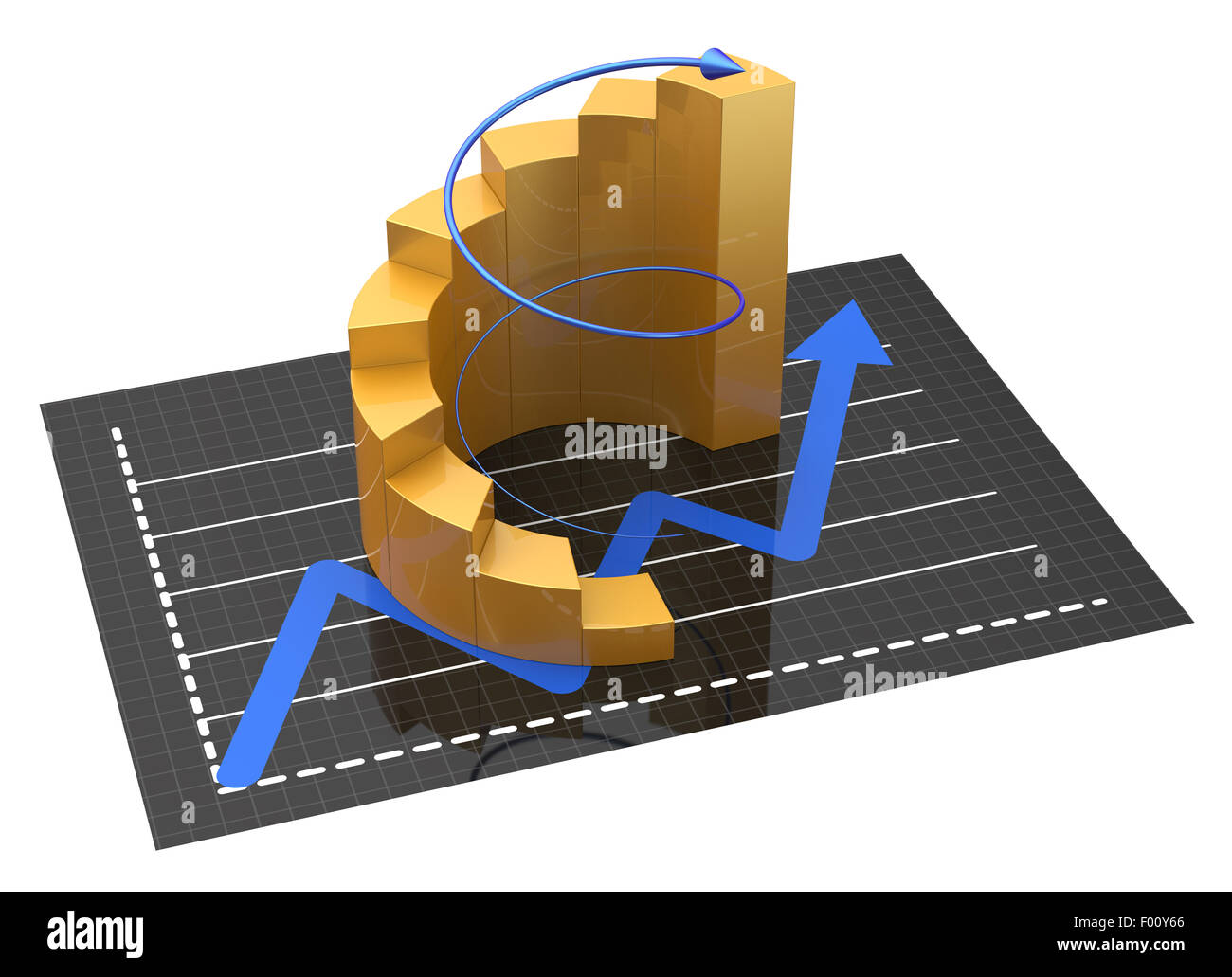Financial bar chart and linear graph Stock Photo - Alamy