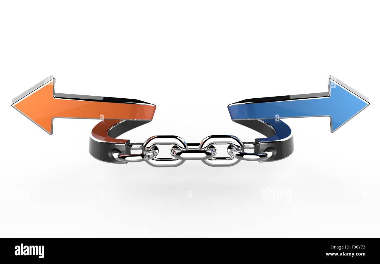 Two arrows expand chain concept Stock Photo - Alamy