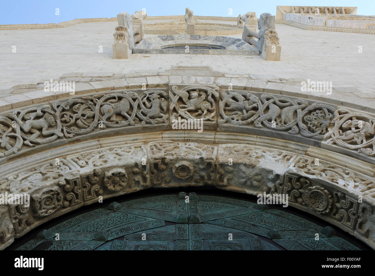 Sculpture around the medieval portal of the Cathedral of St Nicholas ...