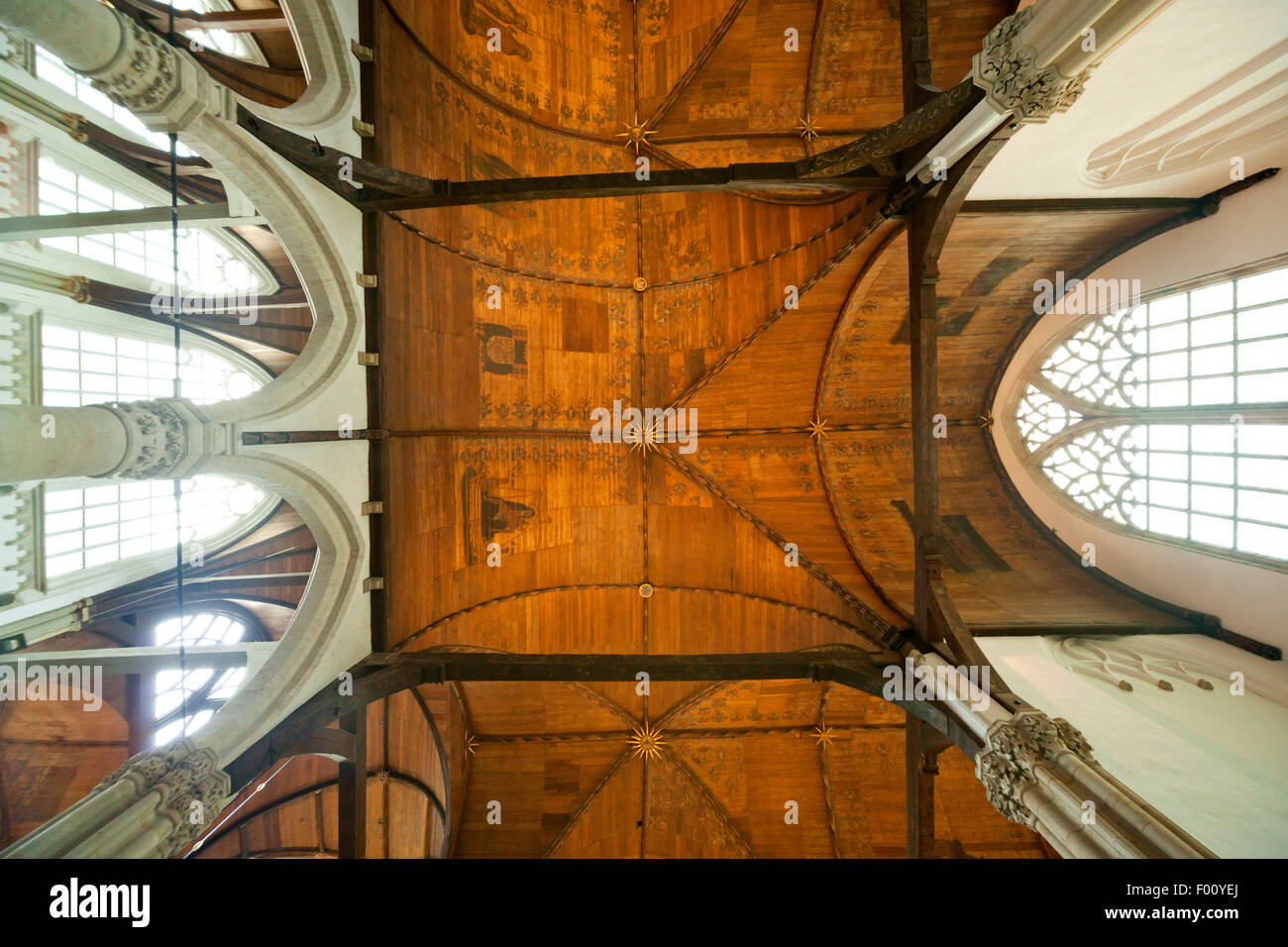 wooden ceiling of the Oude Kerk / Old church in the dutch capital ...