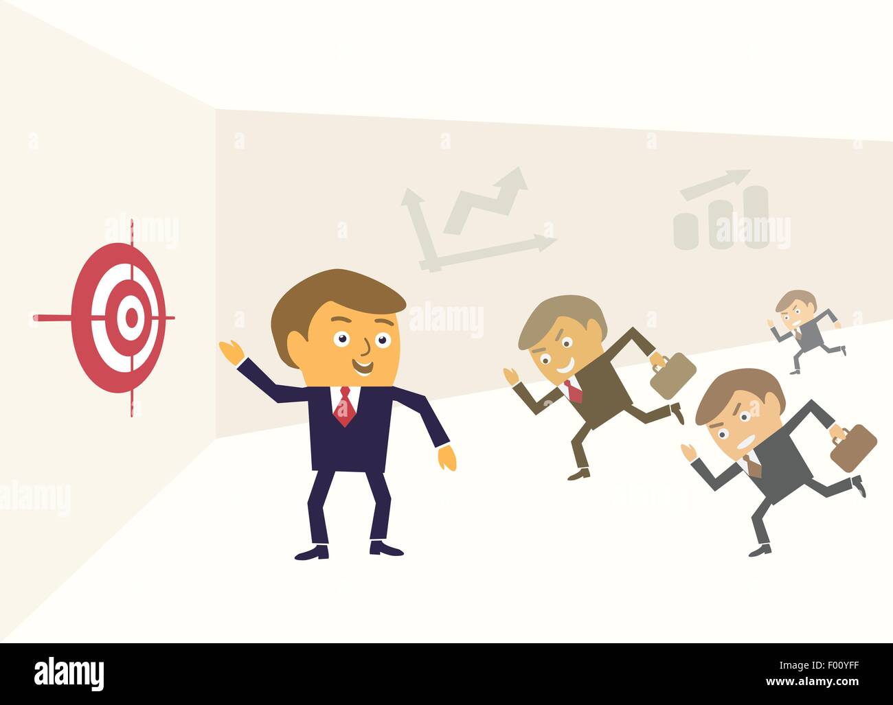 Leader shows target financial success achievement concept vector ...