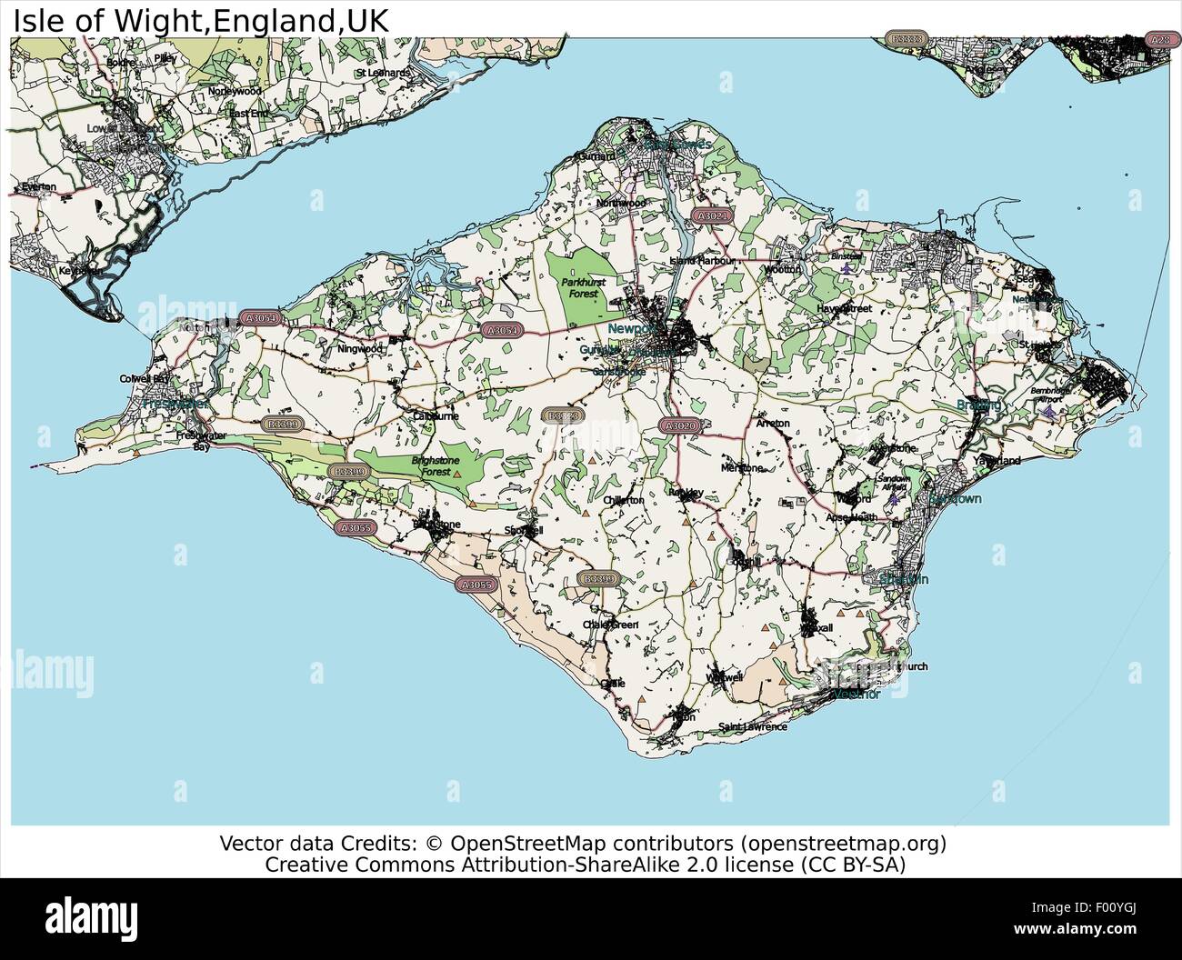 Map Of The Isle Of Wight Stock Vector Images - Alamy