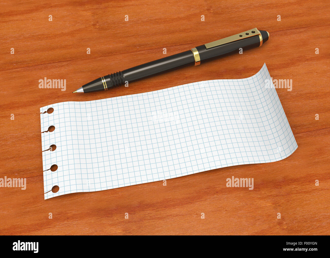 Blank note paper with pen Stock Photo - Alamy