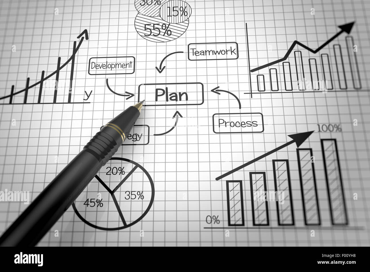 Plan document on flow charts Stock Photo - Alamy