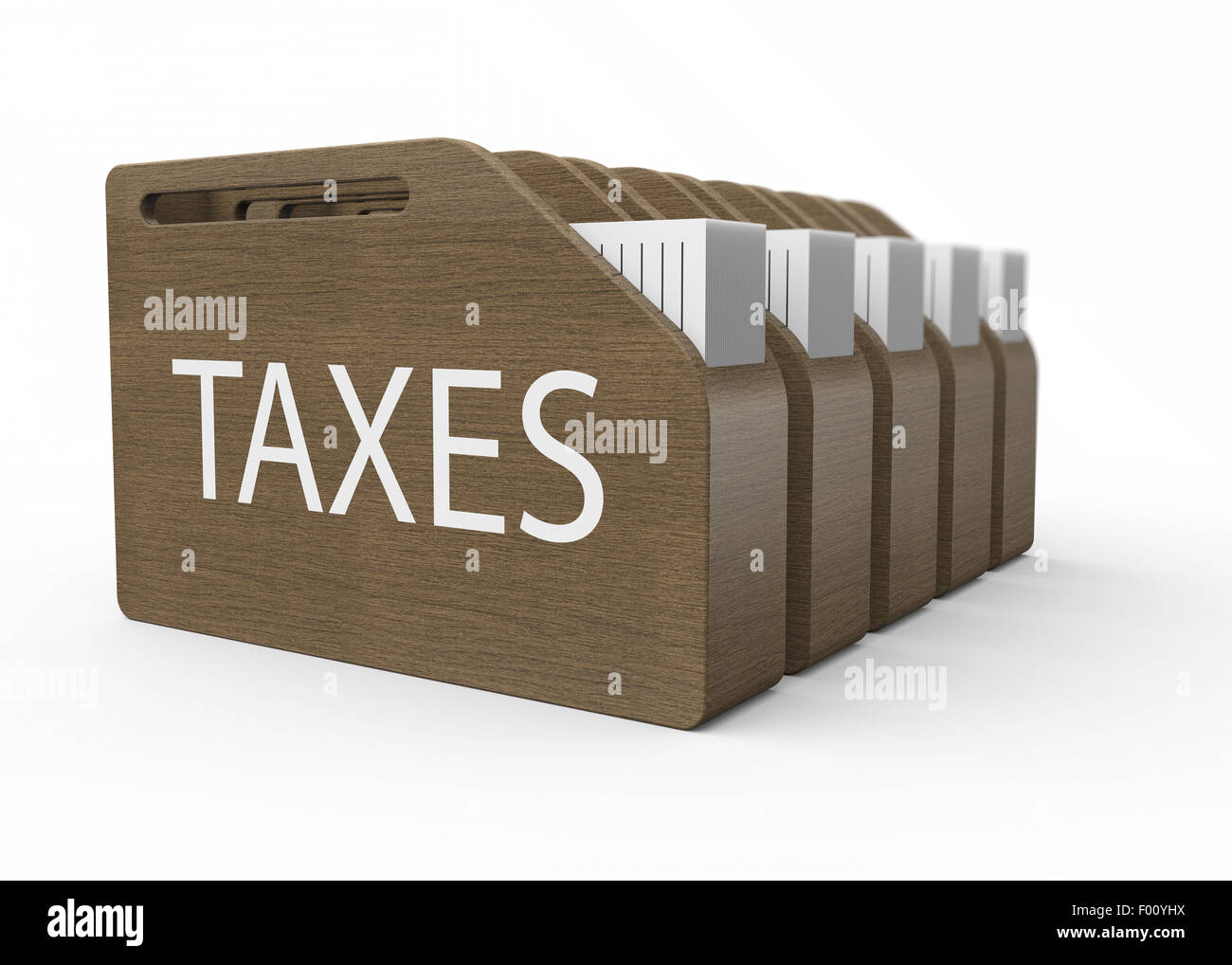 Wooden box with taxes as a concept Stock Photo - Alamy