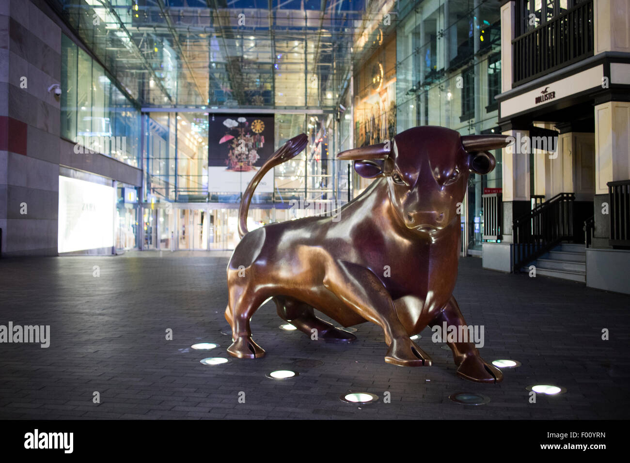 bull sculpture at night birmingham bullring england uk Stock Photo - Alamy