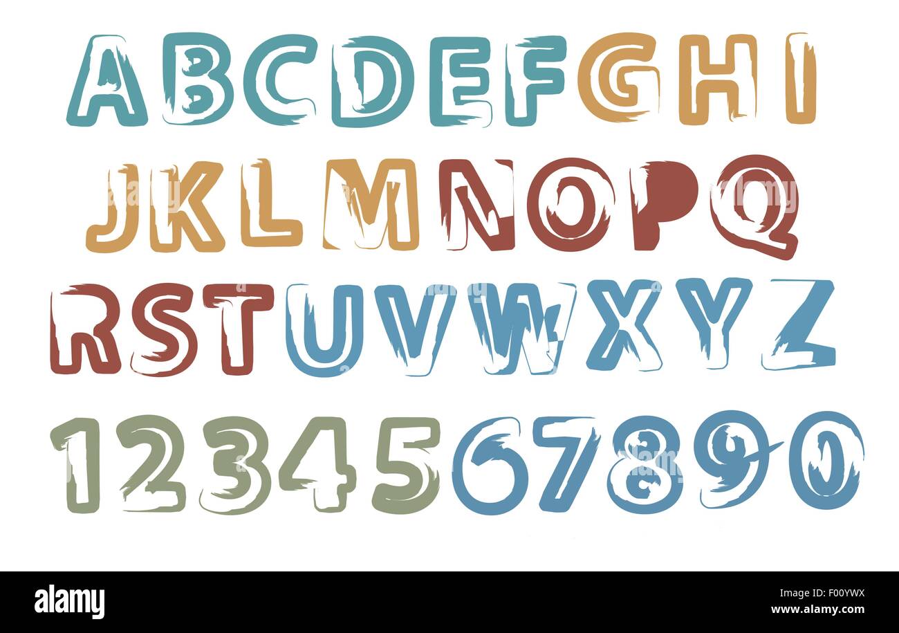 Painted latin letters full alphabet and digits vector illustration ... Painted latin letters full alphabet and digits vector illustration ...