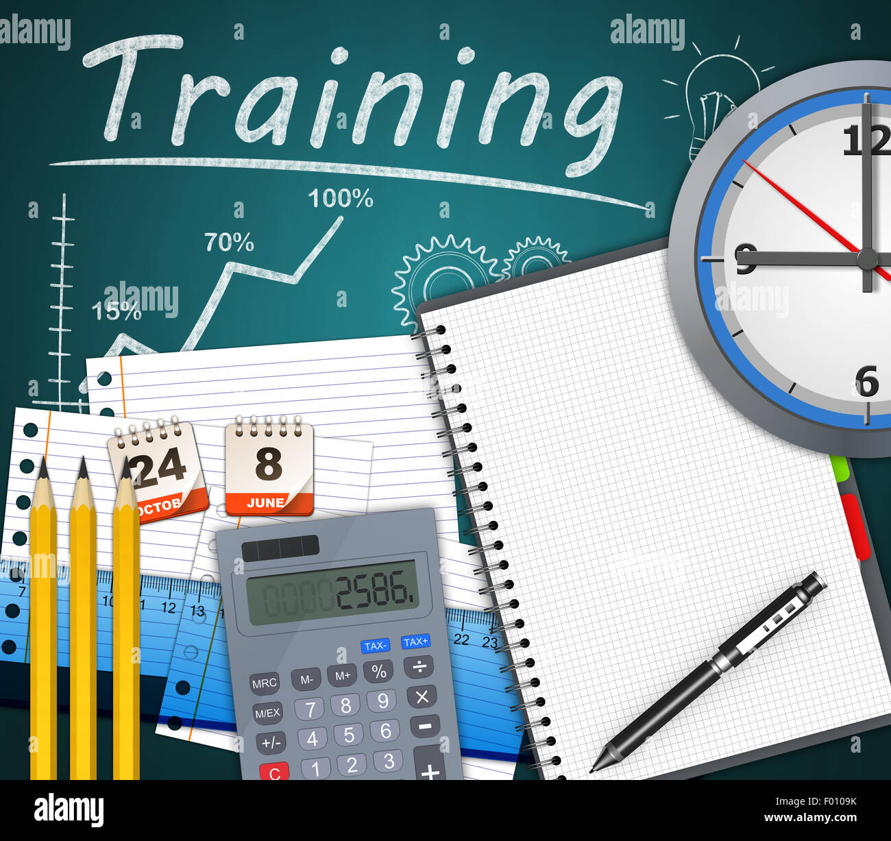 Training concept illustration design over a notebook Stock Photo - Alamy