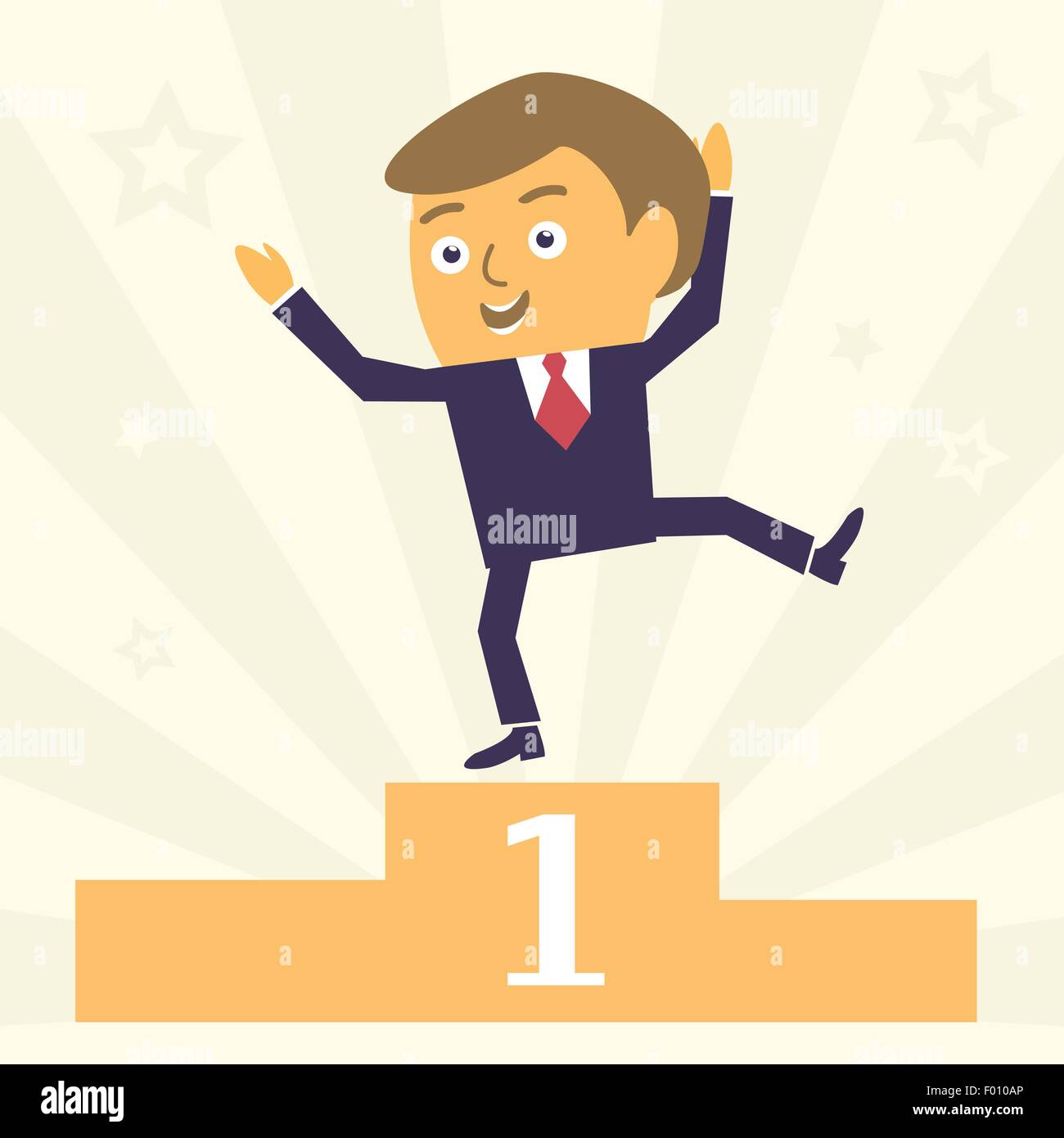 Happy and Satisfied Cartoon Businessman character win first place ...