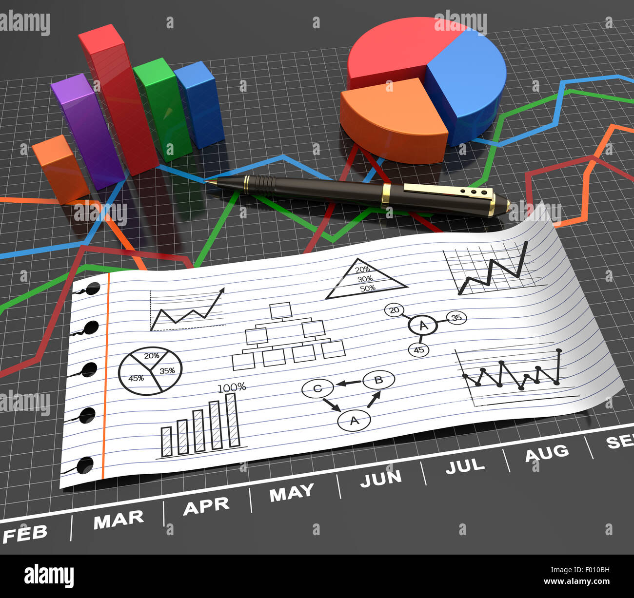 Note paper with business charts as concept Stock Photo - Alamy