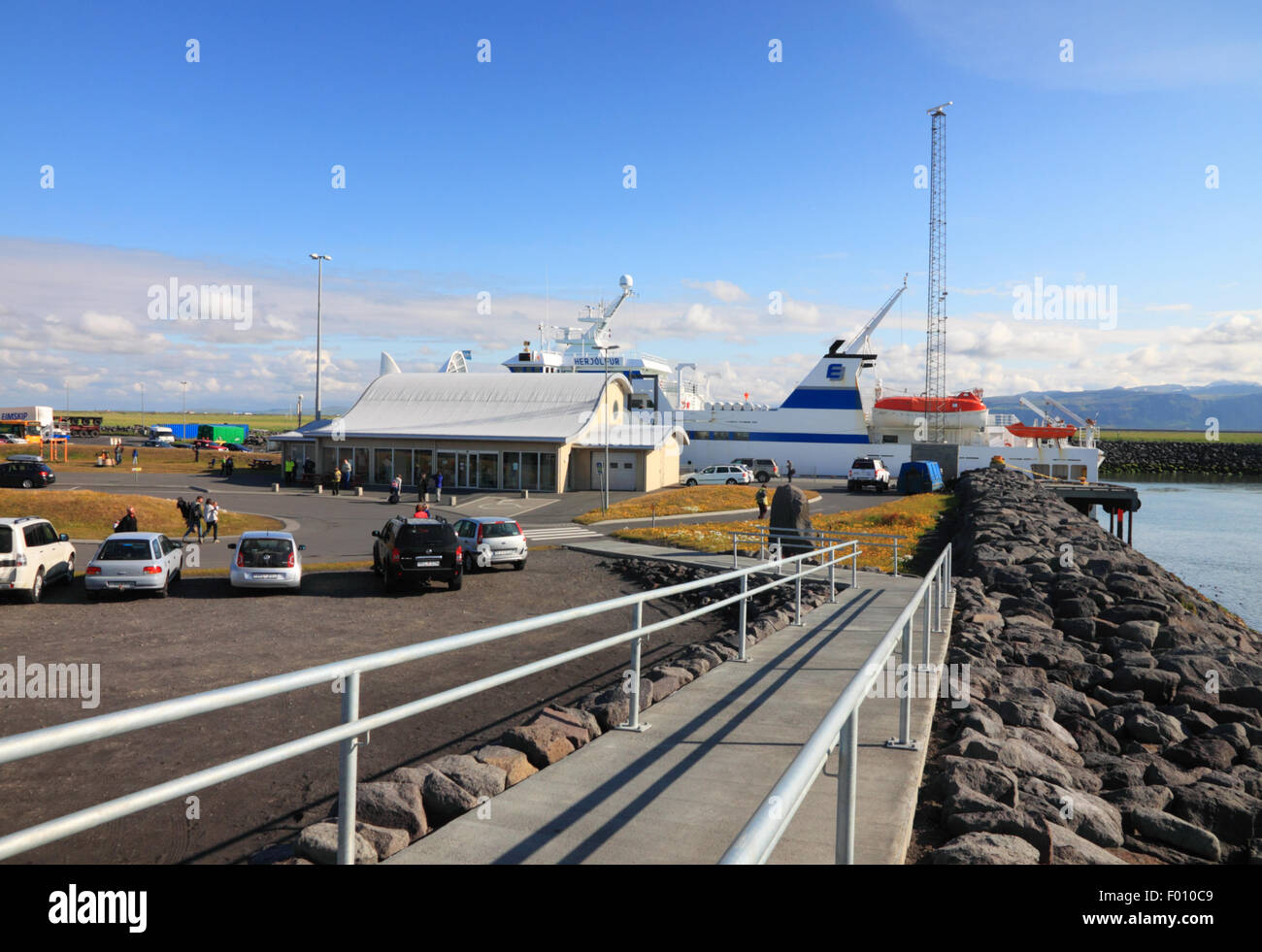 A ferry terminal with a car park and gangway Stock Photo - Alamy
