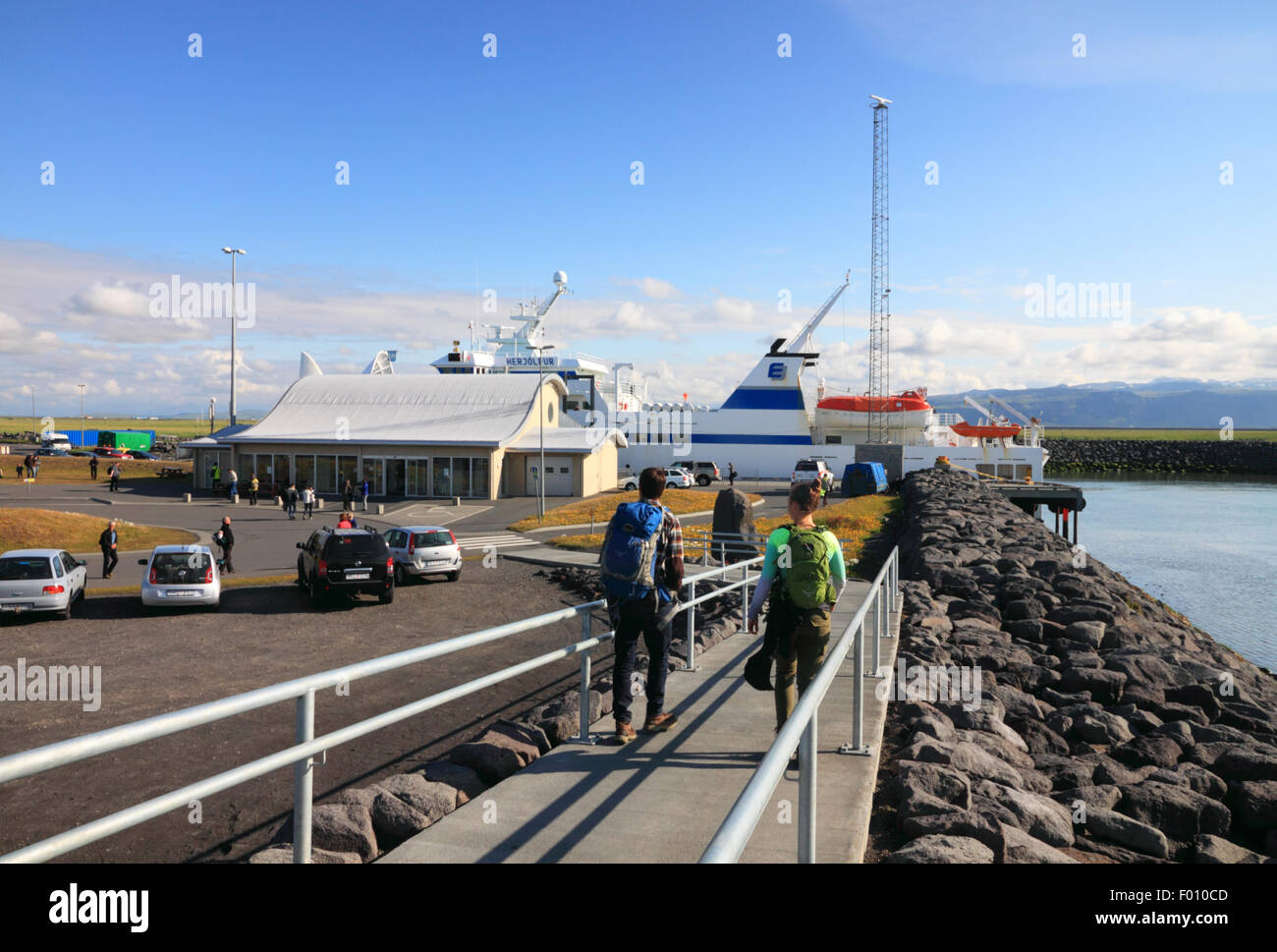 A ferry terminal with a car park and gangway Stock Photo - Alamy