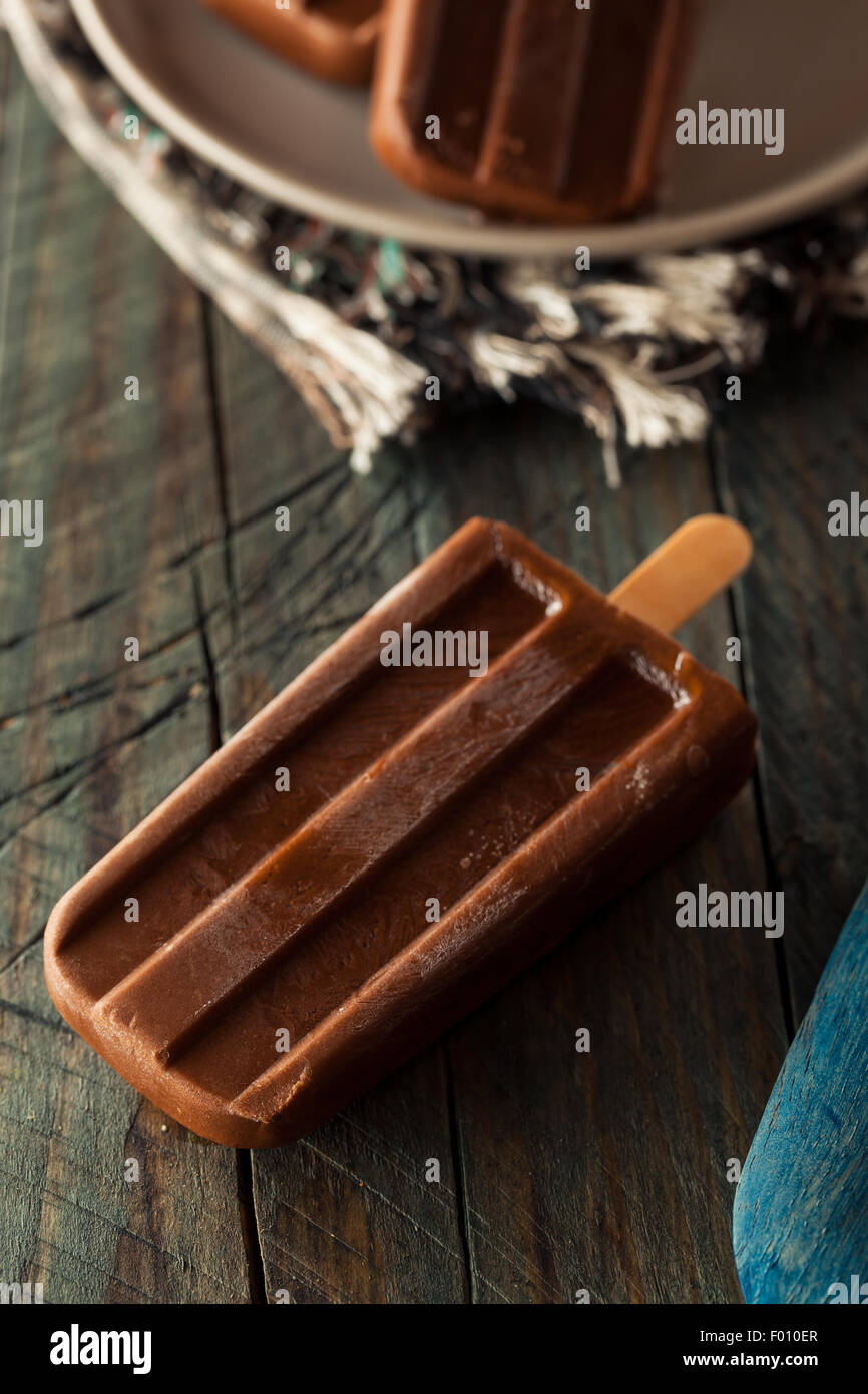 Homemade Cold Chocolate Fudge Popsicles on a Stick Stock Photo - Alamy