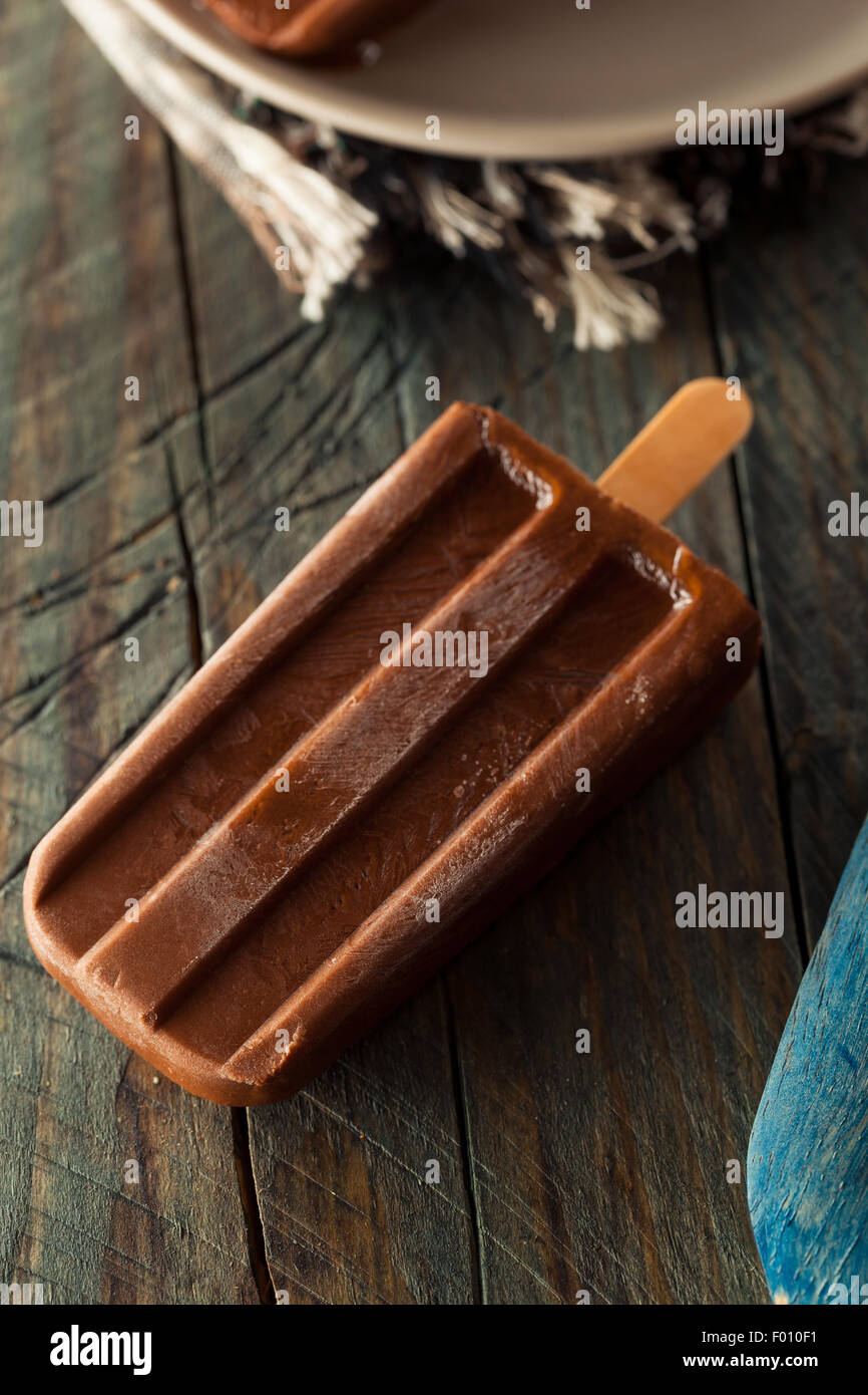 Homemade Cold Chocolate Fudge Popsicles on a Stick Stock Photo - Alamy