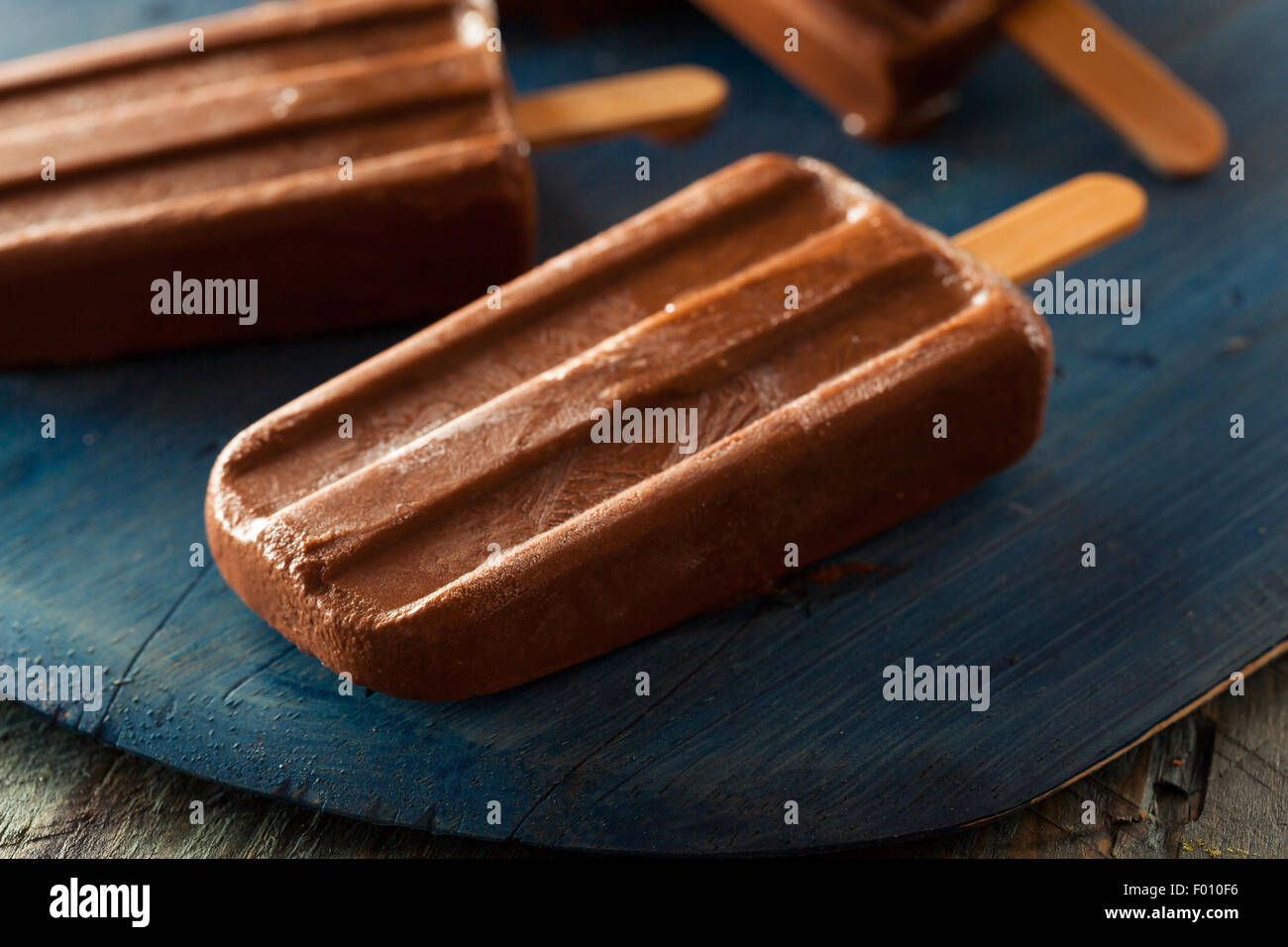 Homemade Cold Chocolate Fudge Popsicles on a Stick Stock Photo - Alamy
