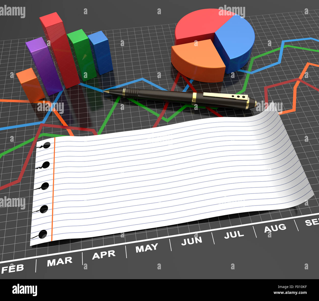 Blank note paper with business charts Stock Photo - Alamy