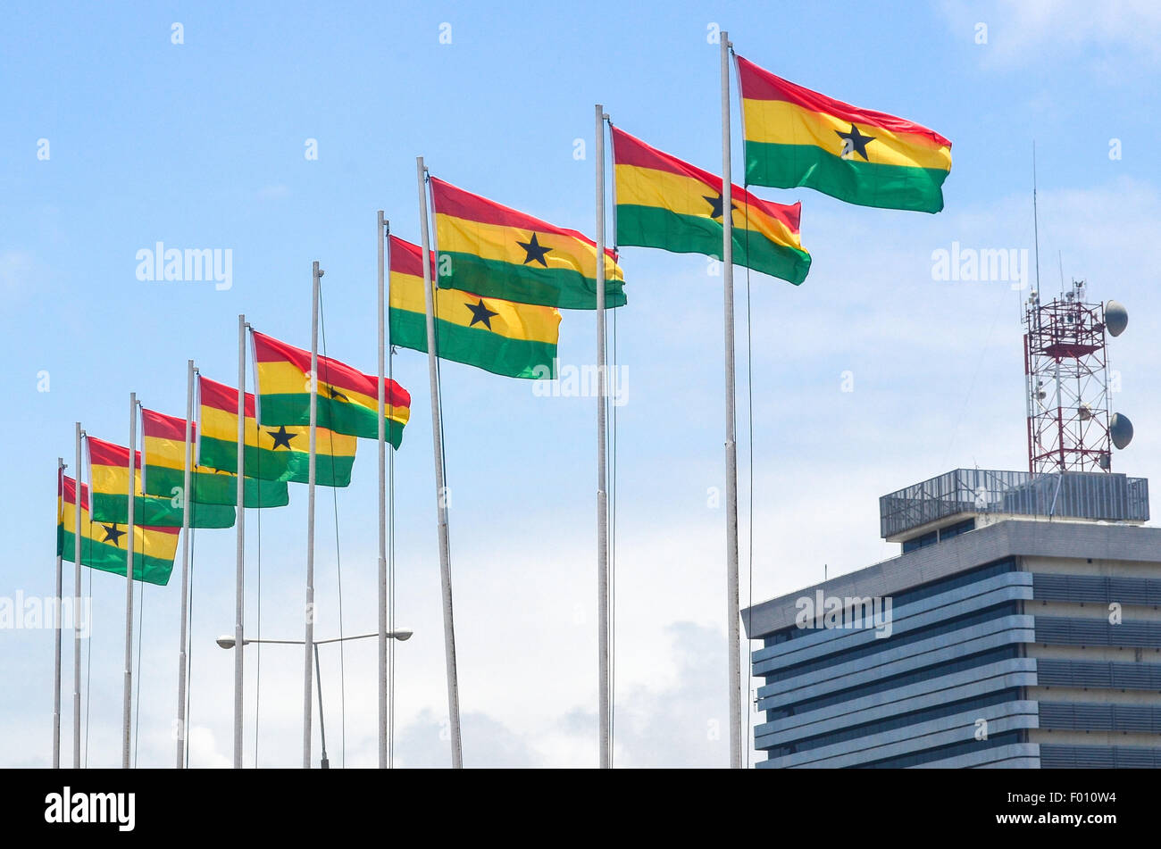 Ghanaian flags at the Independence Square and Black Star Gate in Accra ...