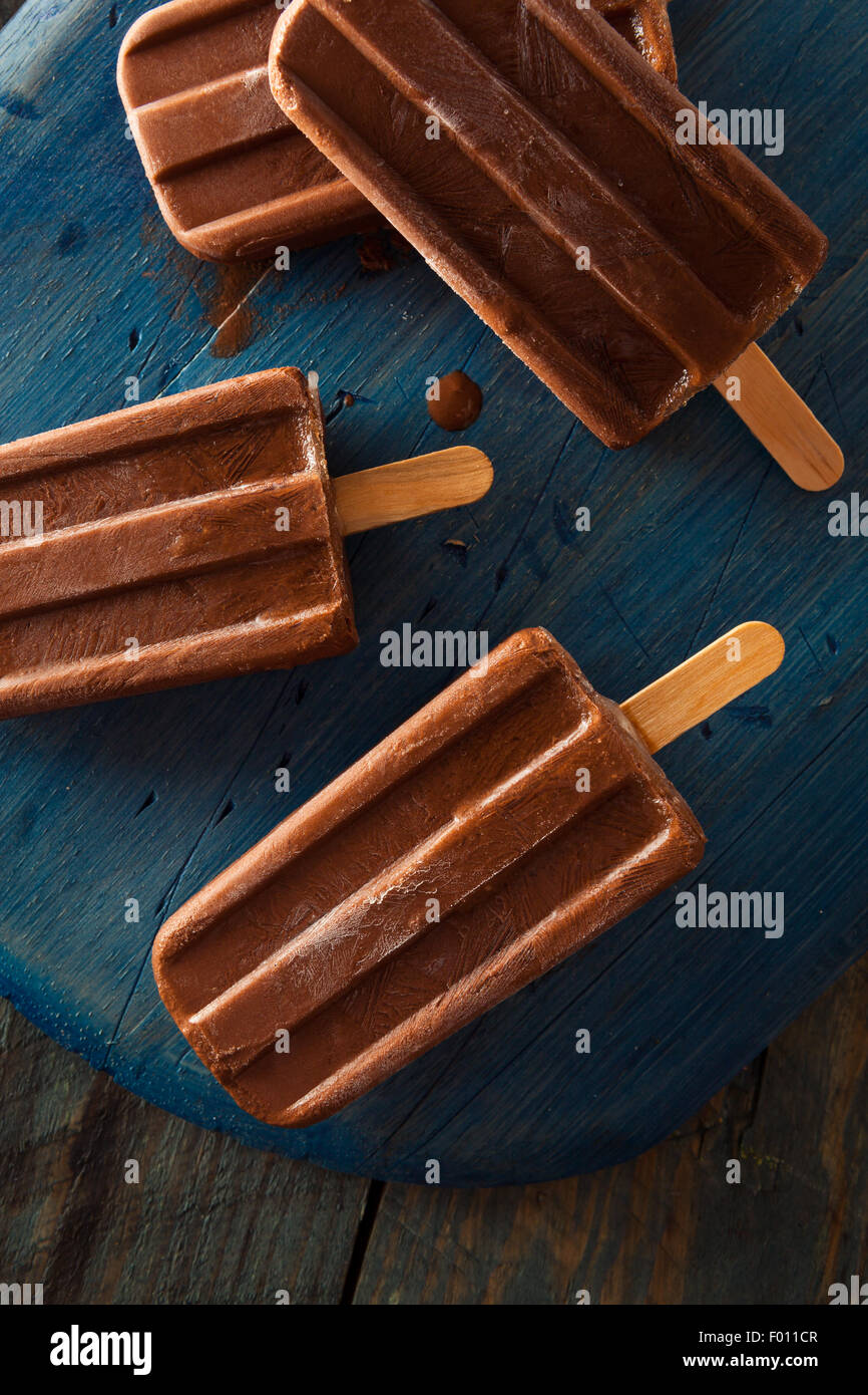 Homemade Cold Chocolate Fudge Popsicles on a Stick Stock Photo - Alamy