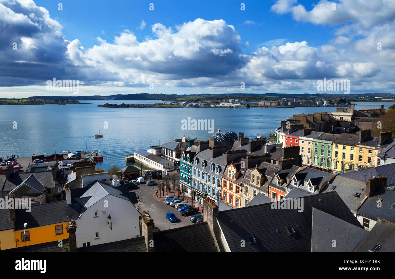 Cork Harbour and distant Haulbowline Island, Cobh in the Foreground, County Cork, Ireland Stock ...