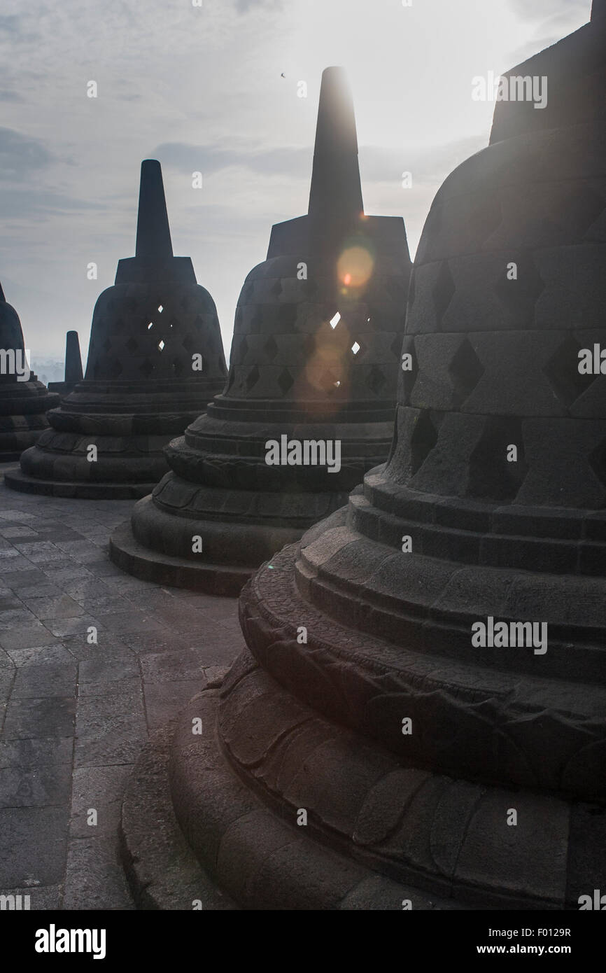 The 9th-century Buddhist temple, Borobudur, of Java, Indonesia Stock ...