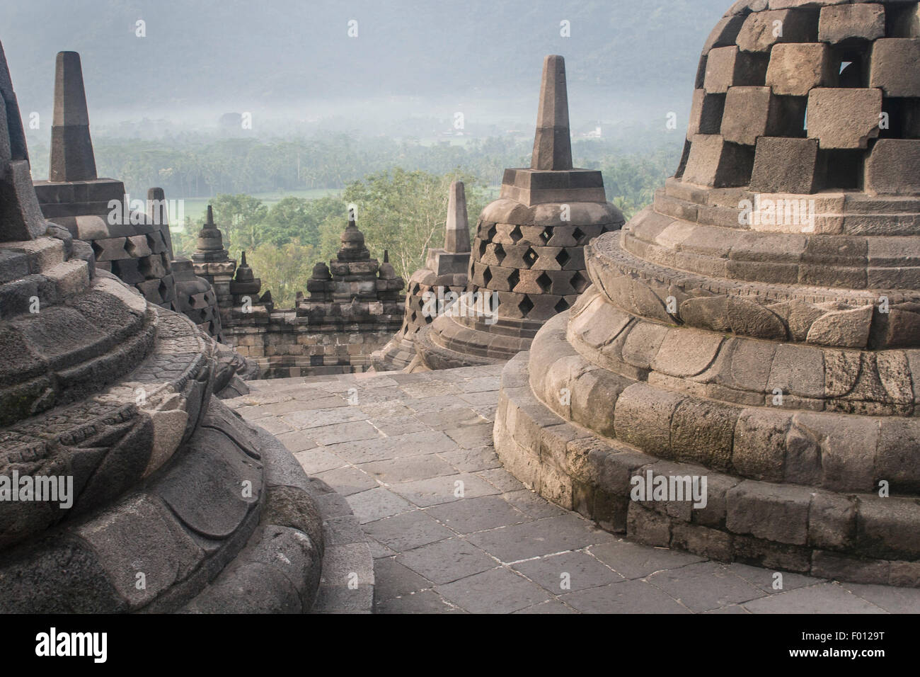 The 9th-century Buddhist temple, Borobudur, of Java, Indonesia Stock ...