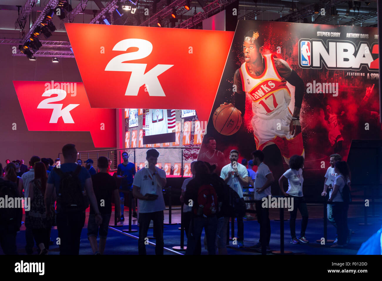 Cologne, Germany. 05th Aug, 2015. Visitors at the 2K booth at the ...