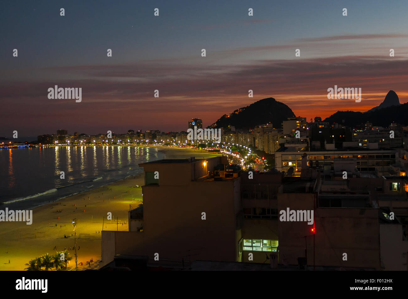 Copacabana Beach at Sunset, Rio de Janeiro, Brazil Stock Photo - Alamy