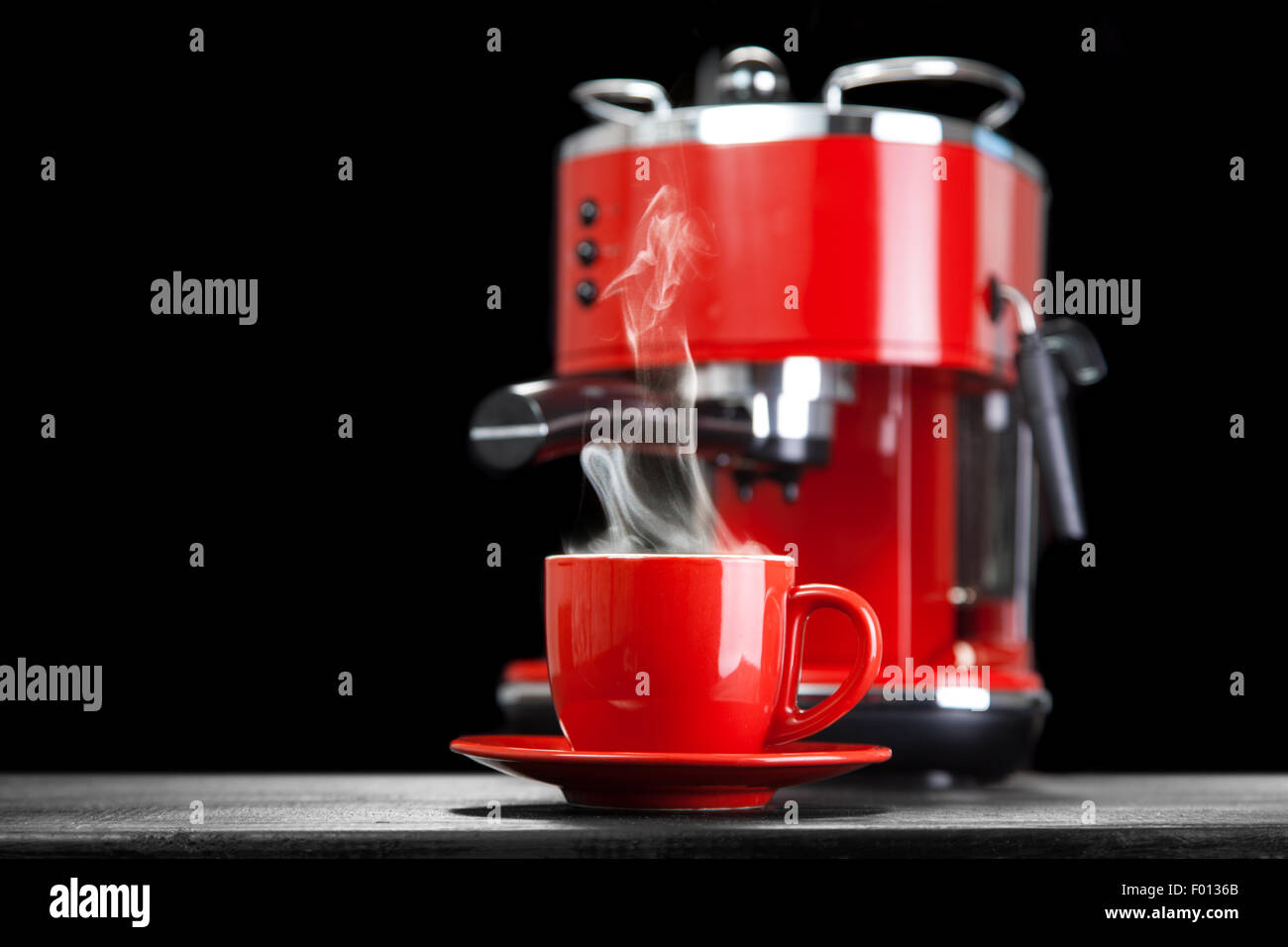 Red coffee machine Stock Photo - Alamy