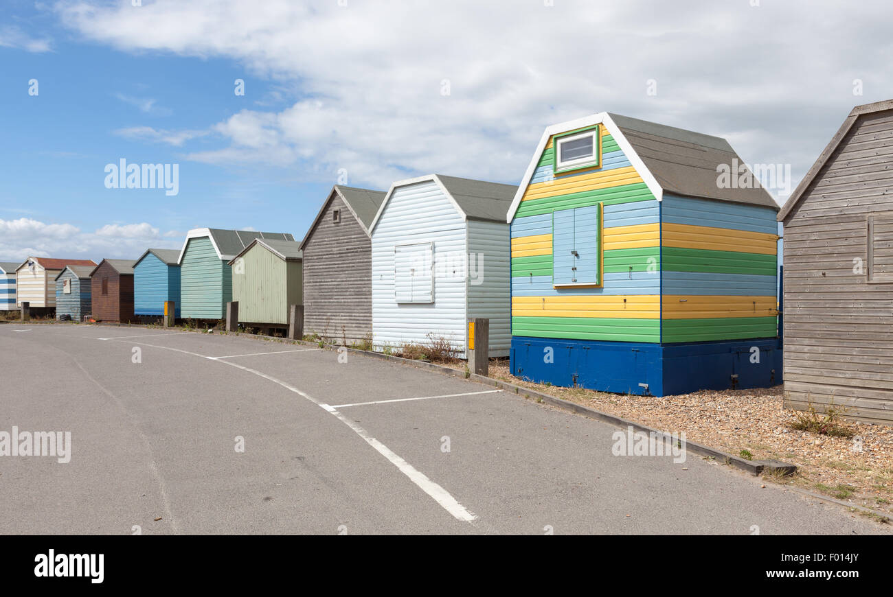 Wooden beach huts in Whitstable Stock Photo - Alamy