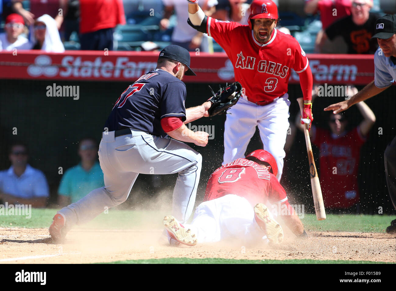 August 5, 2015: Los Angeles Angels third baseman Taylor Featherston #8 ...