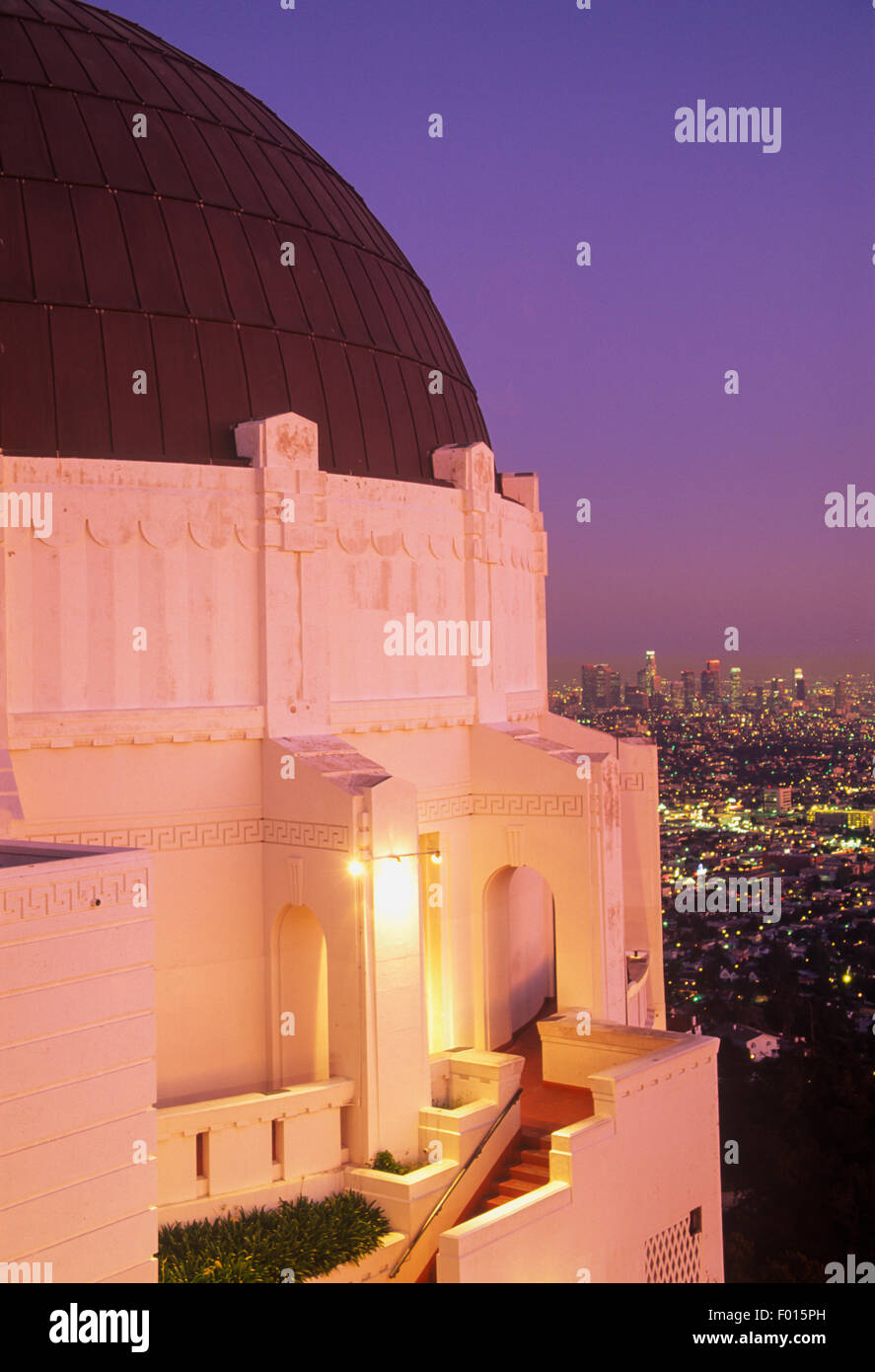 Griffith Observatory with Los Angeles in the distance, Griffith Park, Los Angeles, California ...