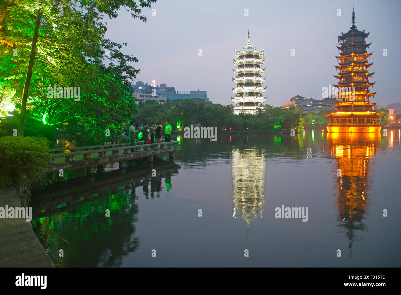 Sun and Moon Pagodas on Shan Lake Stock Photo - Alamy