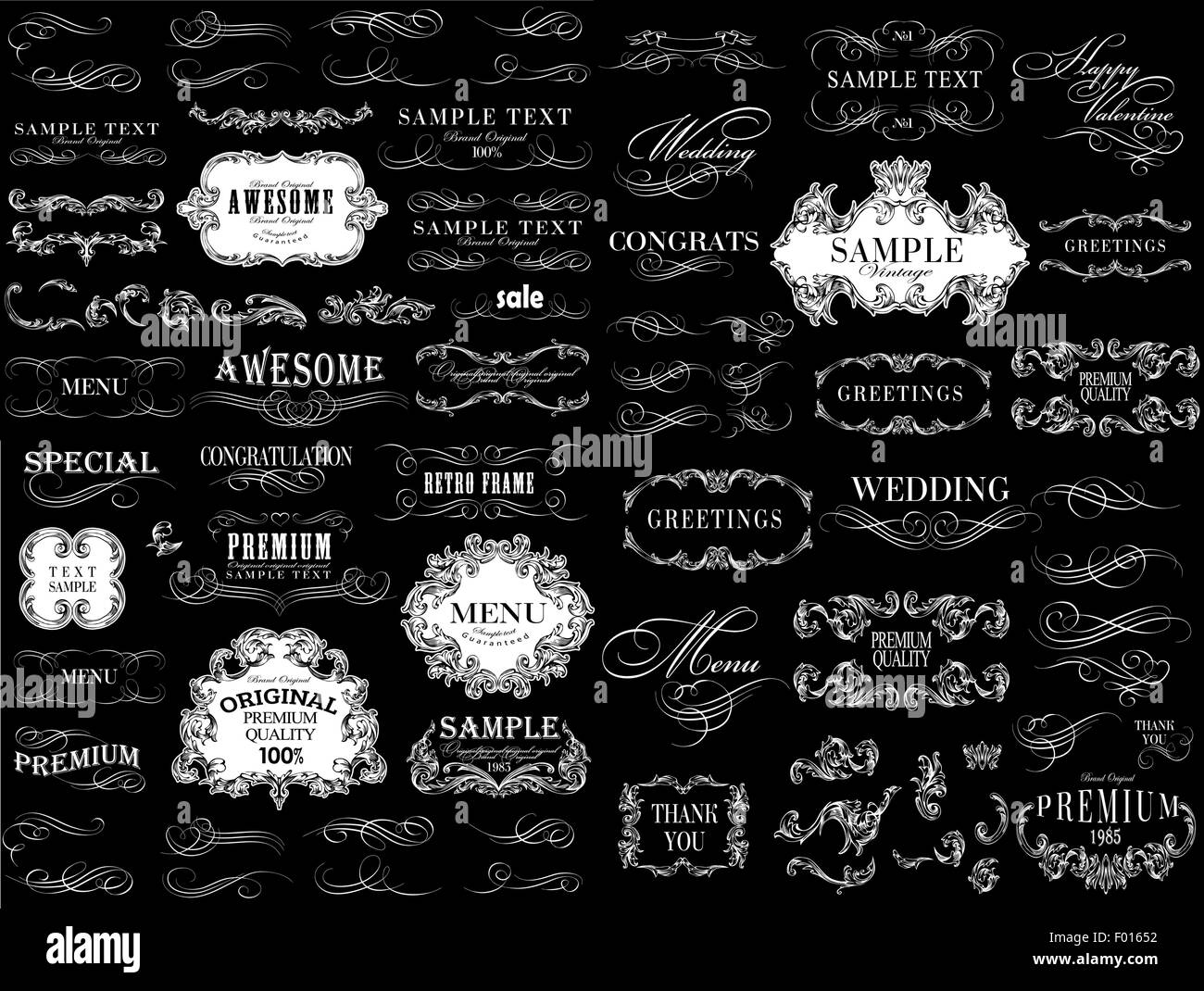 Set of hand-drawing calligraphic floral design elements Stock Vector Image & Art - Alamy