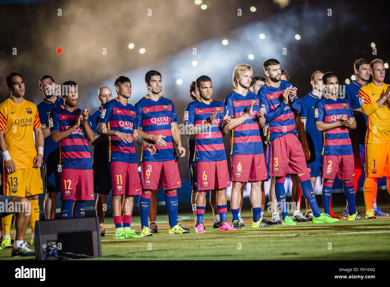 Barcelona, Catalonia, Spain. 5th Aug, 2015. Players of the FC Barcelona ...