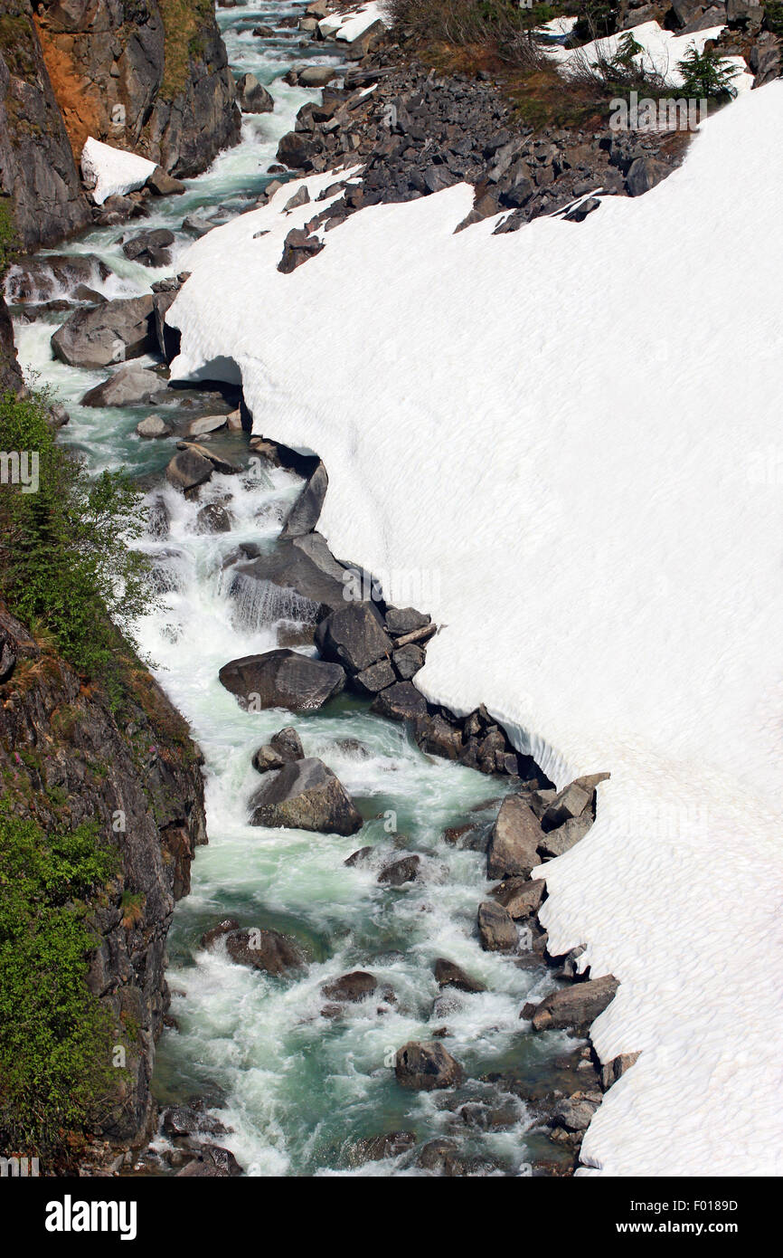 Snow mountain waterfall hi-res stock photography and images - Alamy