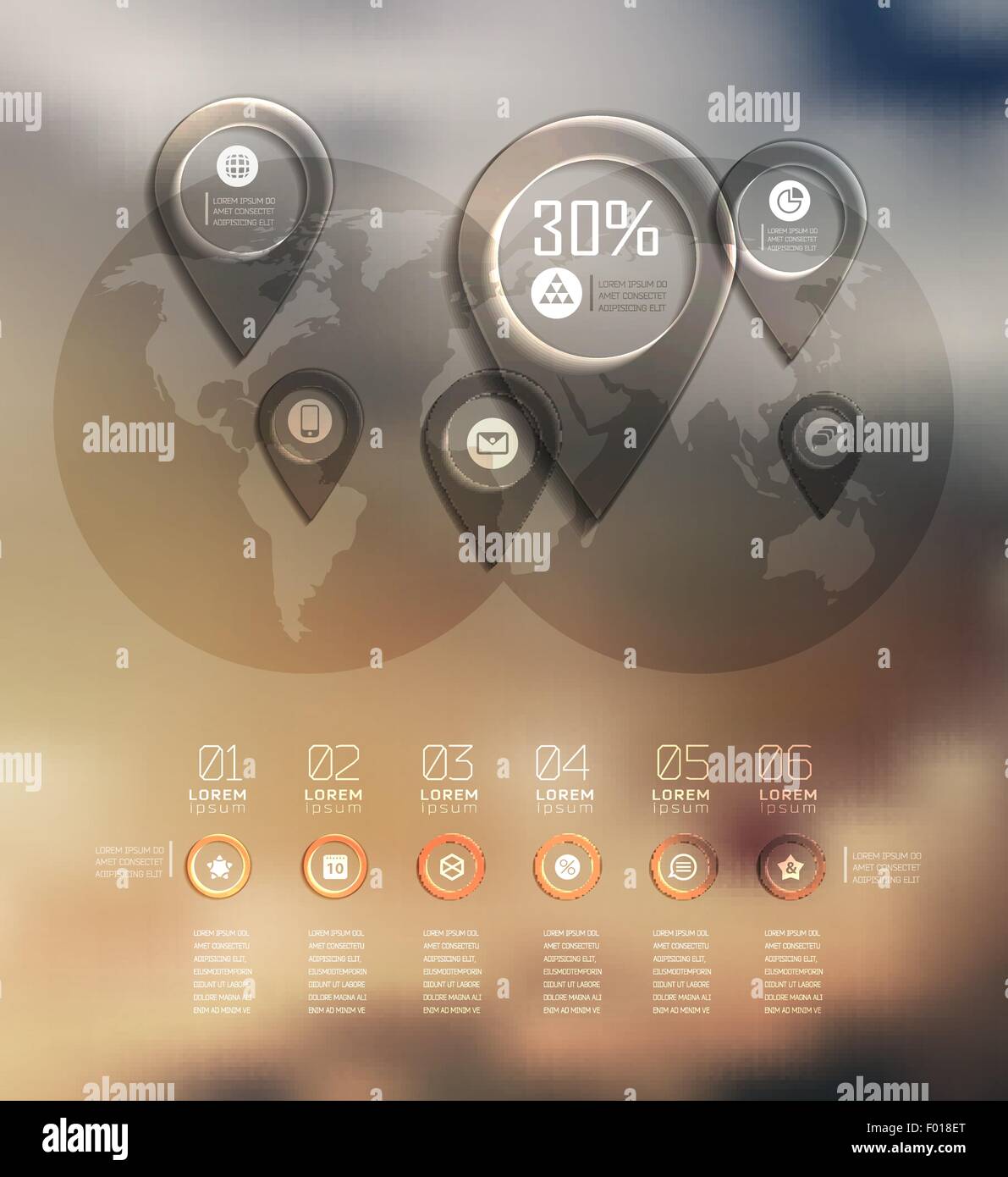 Transparent business Infographics diagram on blur landscape Stock ...