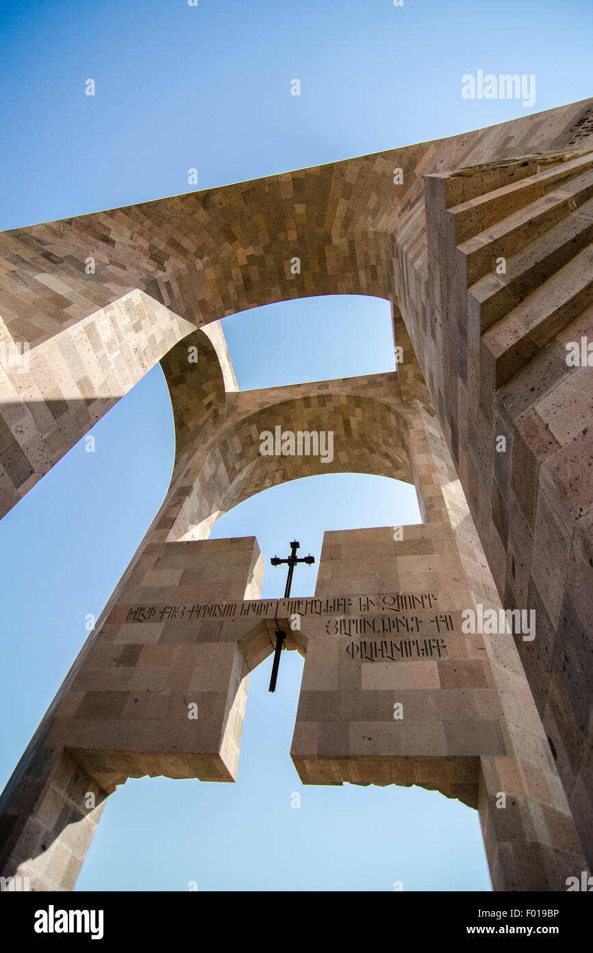 Unique architectural design of a historical monument with a cross under ...