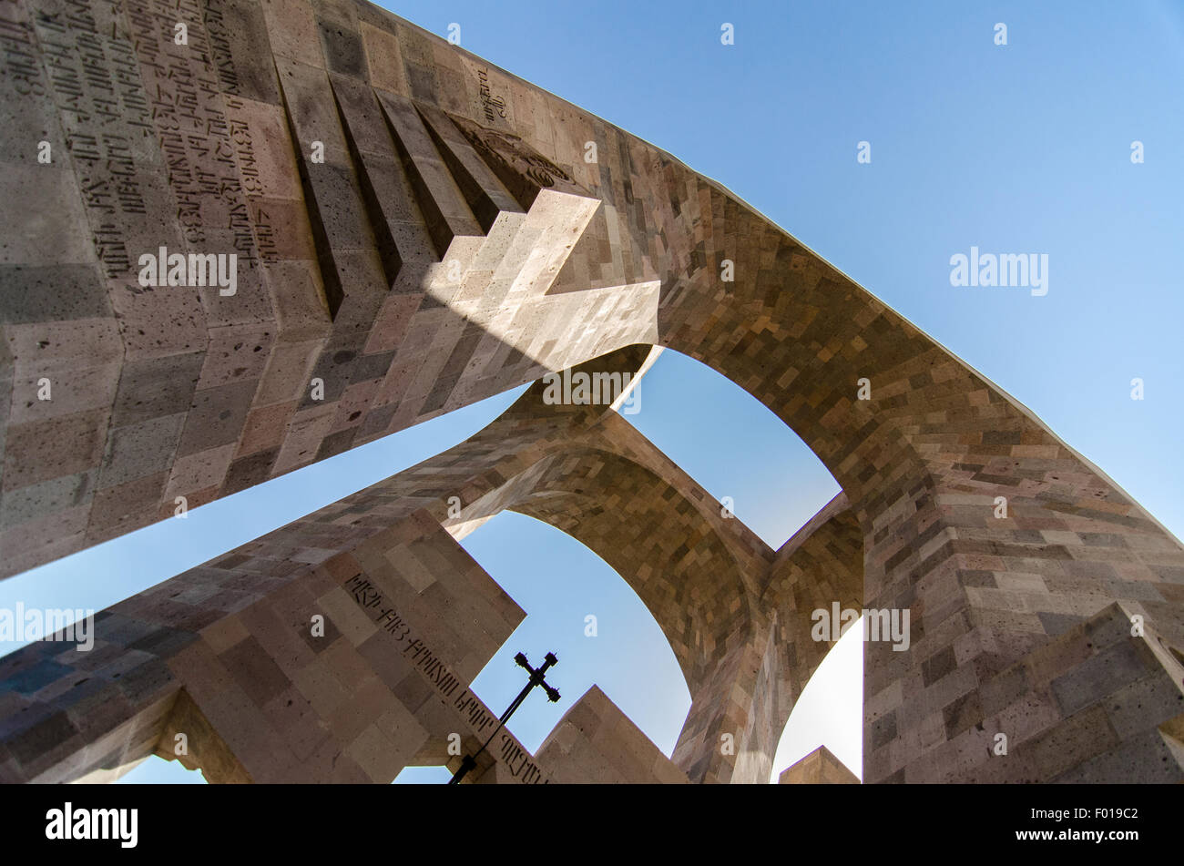 Unique architectural design of a historical monument with a cross under ...