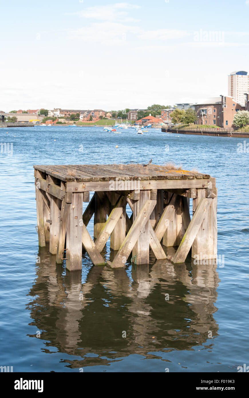 An Old Wooden Jetty on the River Wear Stock Photo - Alamy