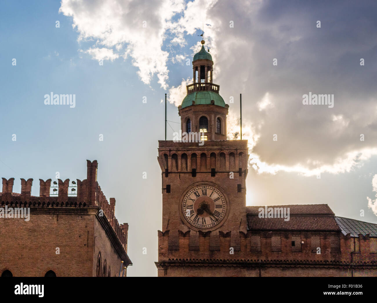 The clock tower of the town hall from the XIV century overlooking the ...