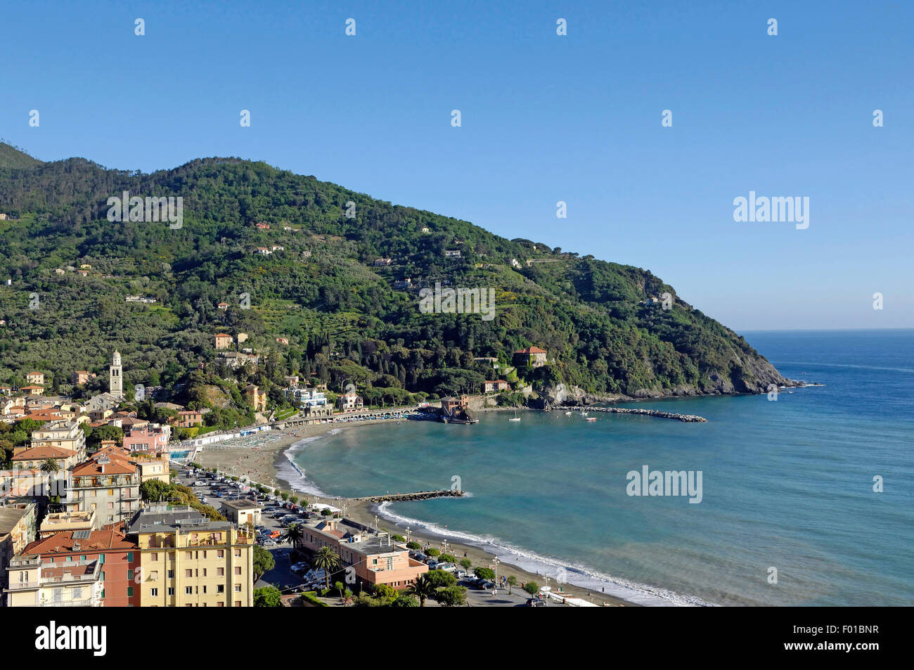 Looking down into Levanto, Italy Stock Photo - Alamy