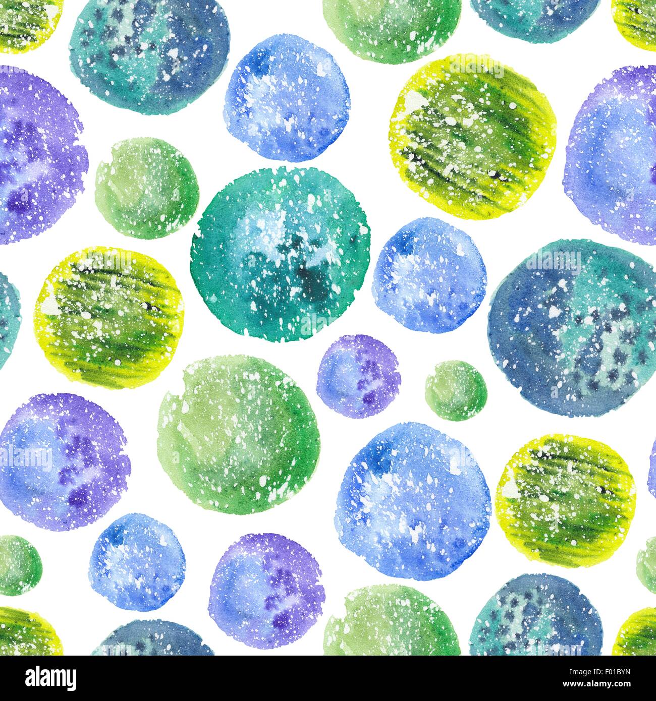 Abstract seamless geometric hand-painted texture with funny round ...
